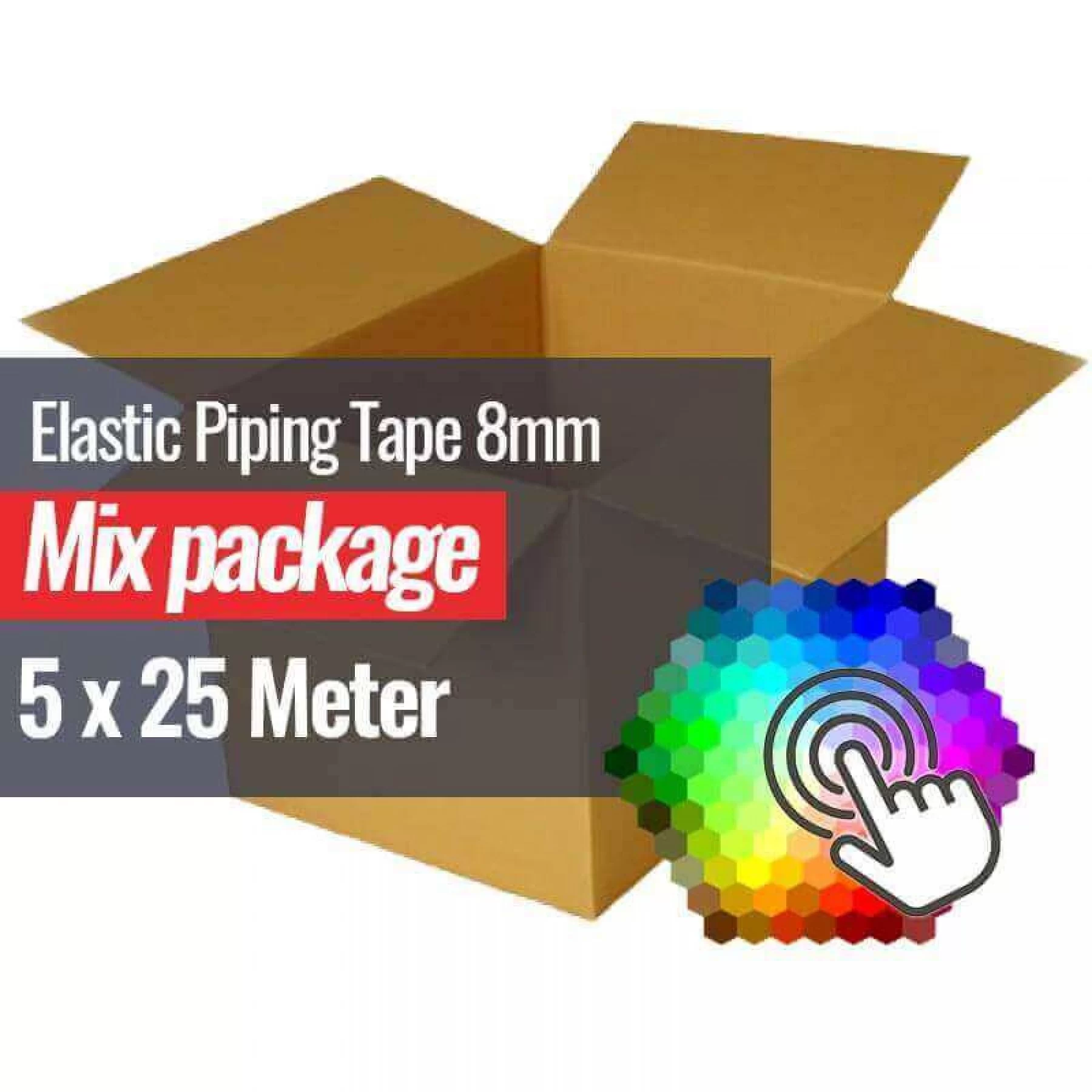 Order elastic piping tape 8mm wide bundle package online.