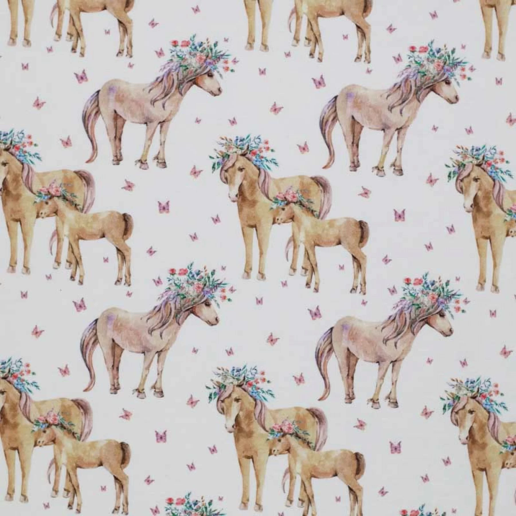 Jersey Cotton Fabric Digital Print - Ponies