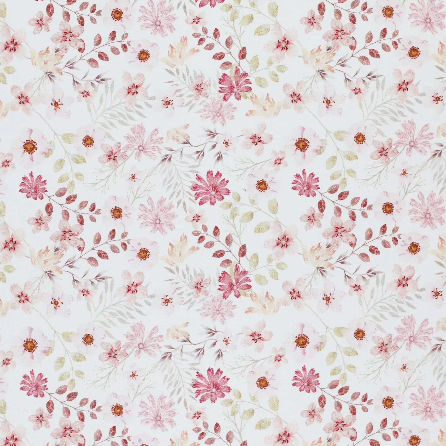 Jersey Cotton Fabric Digital Print - Pastel Flower Pink