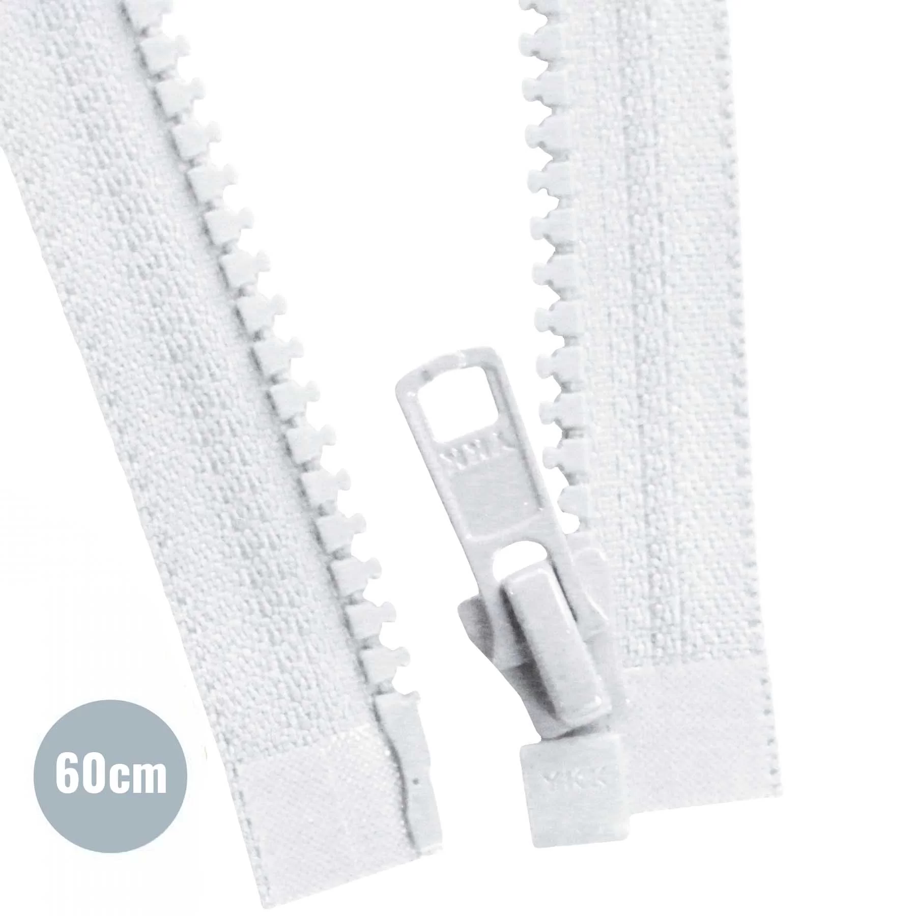 VISLON Divisible Zipper YKK White (501) 60CM