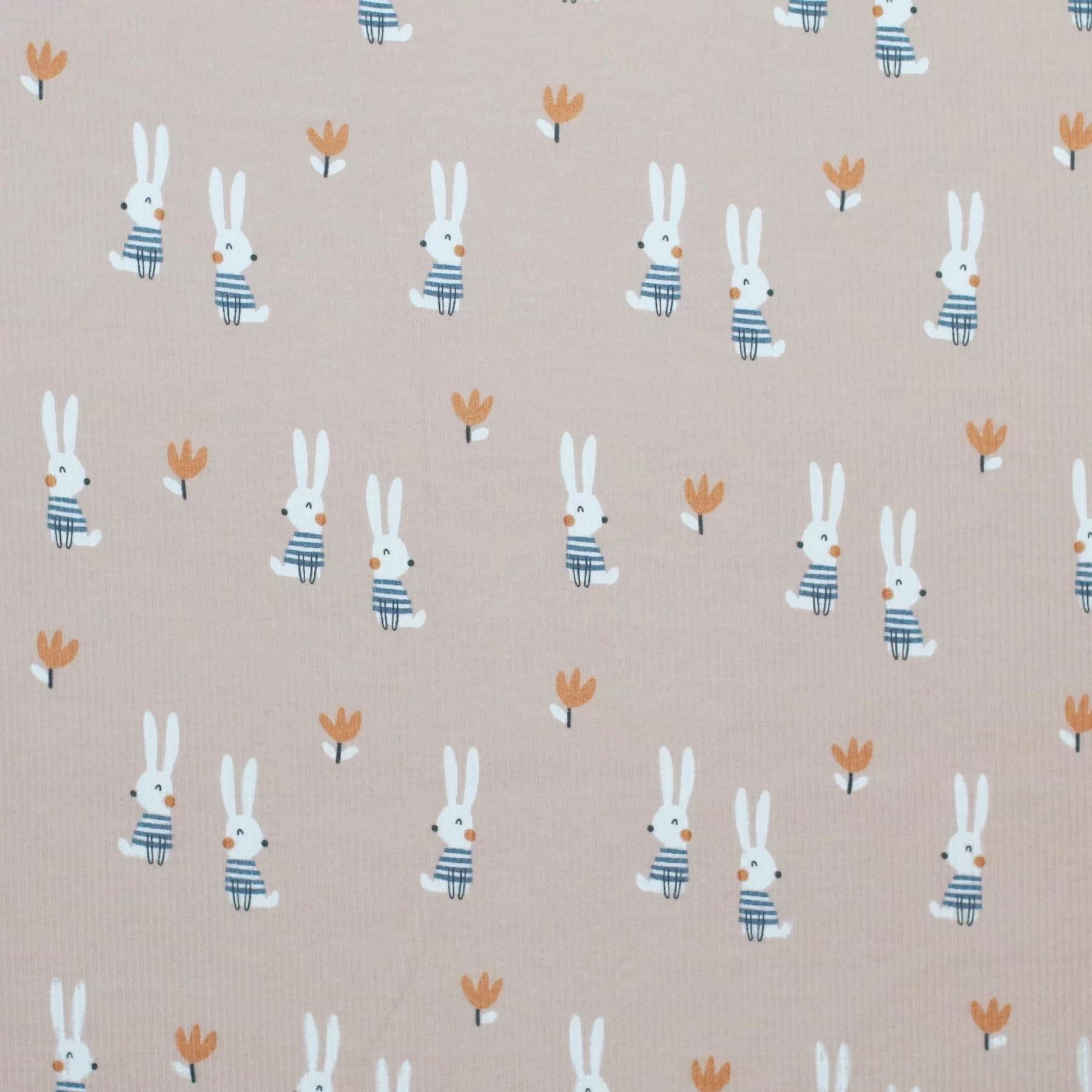 Rib Knit Jersey Fabric - Rabbits