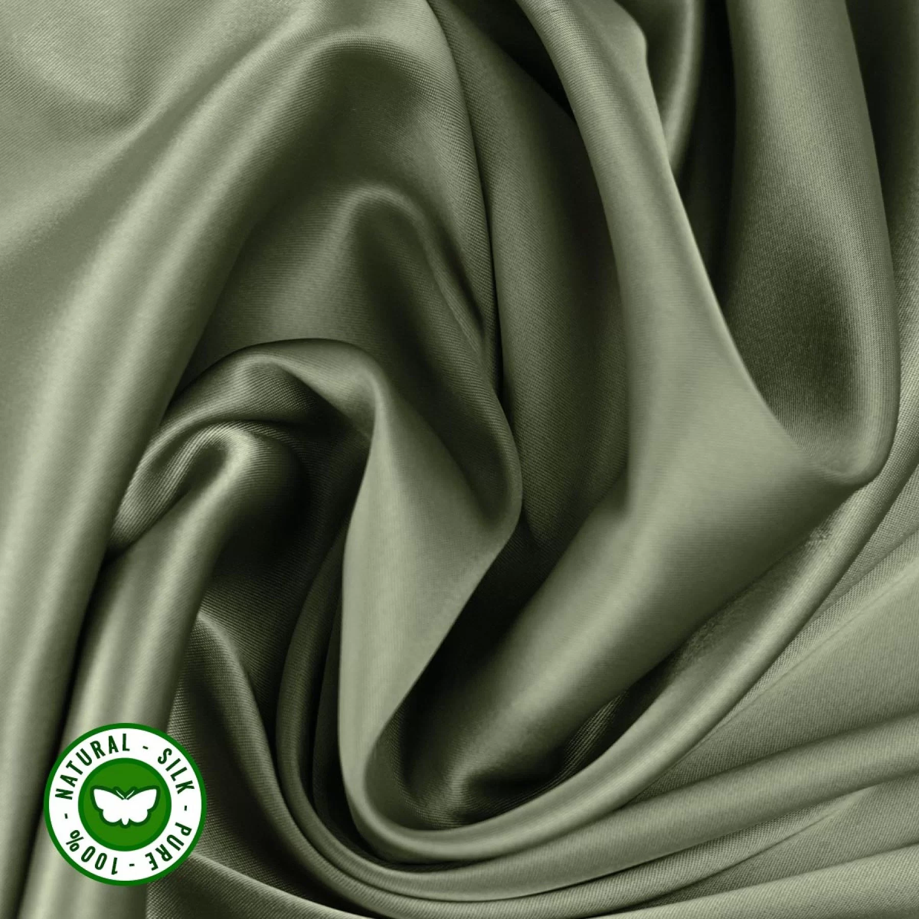 Stretch Seidensatin Stoff Olive
