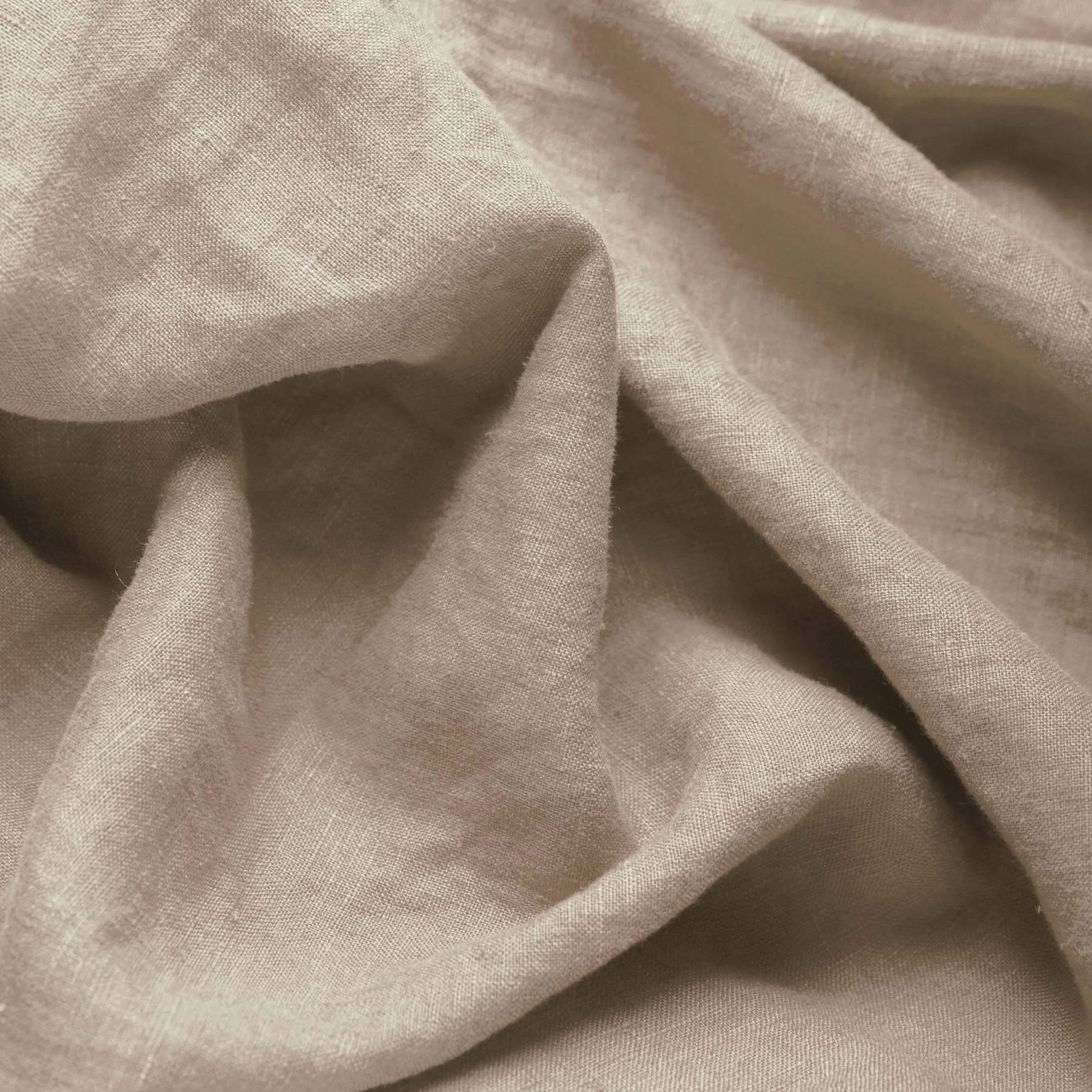Fine Linen Fabric (Stone Washed) Dark Beige