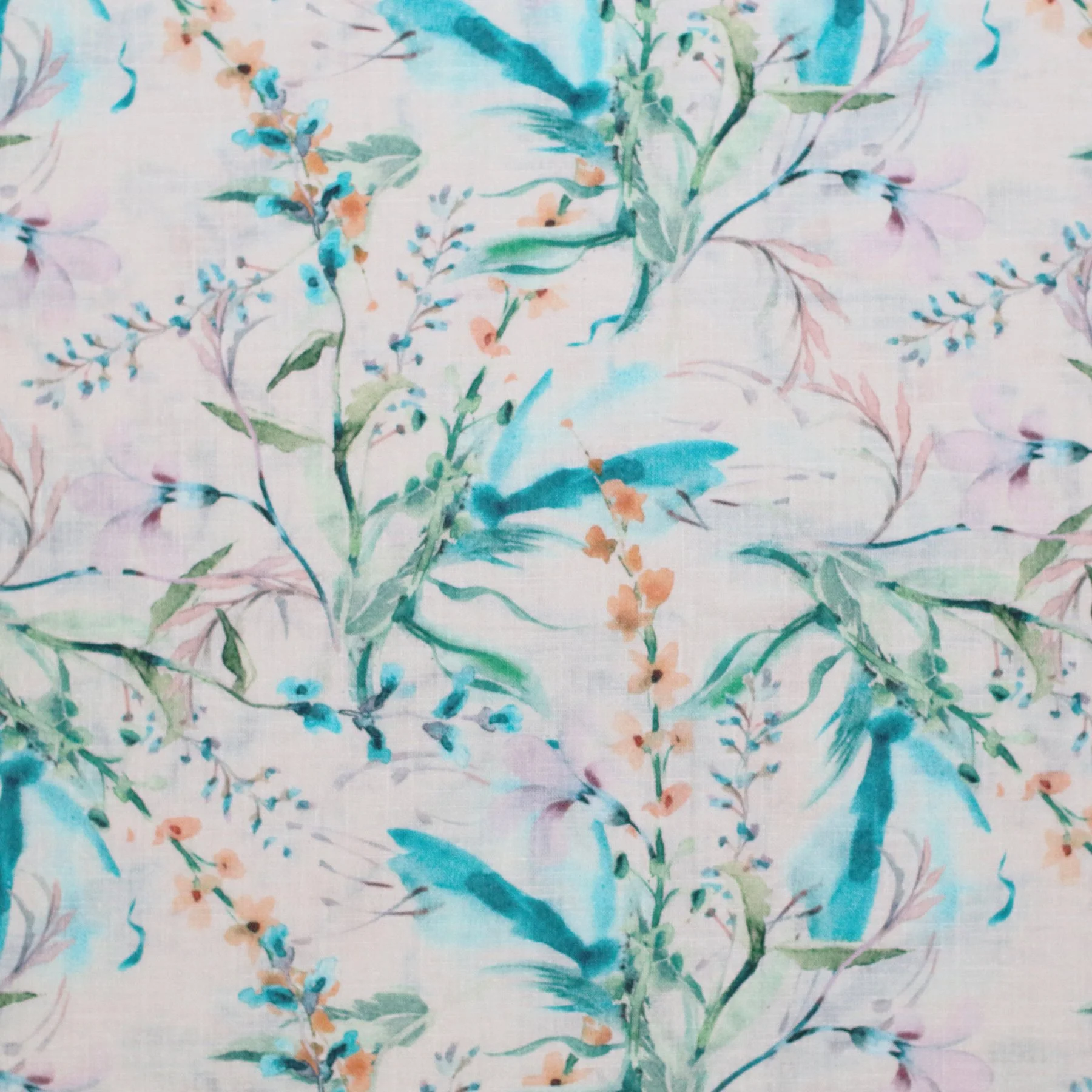 Fine Linen Fabric Digital Print - Field Flowers