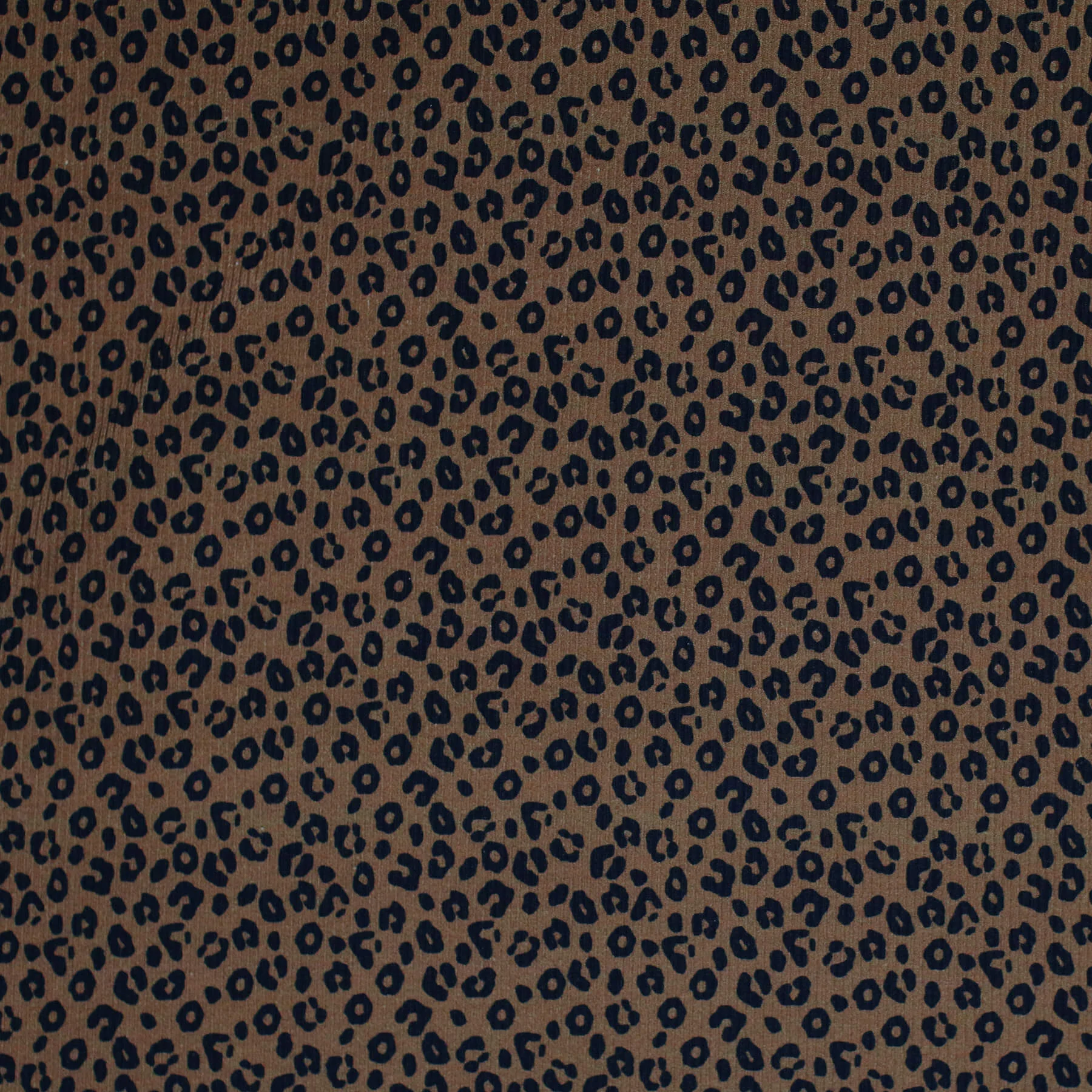 Rib Knit Jersey Fabric Printed - Leopard Print Brown