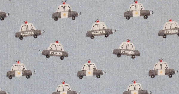 Rib Knit Jersey Fabric - Police Car