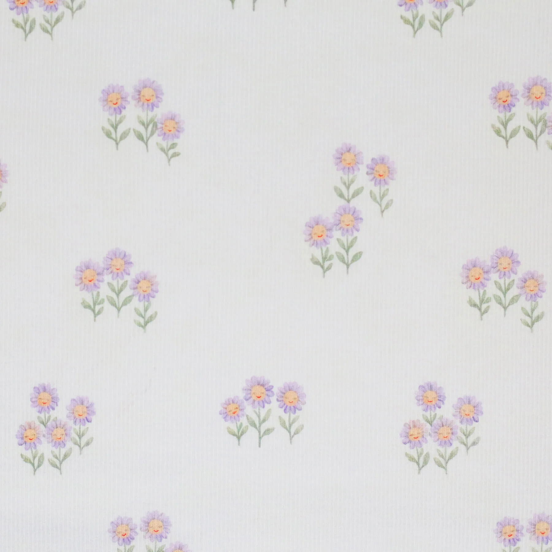 Rib Knit Jersey Fabric - Pastel Lilac Sunflowers