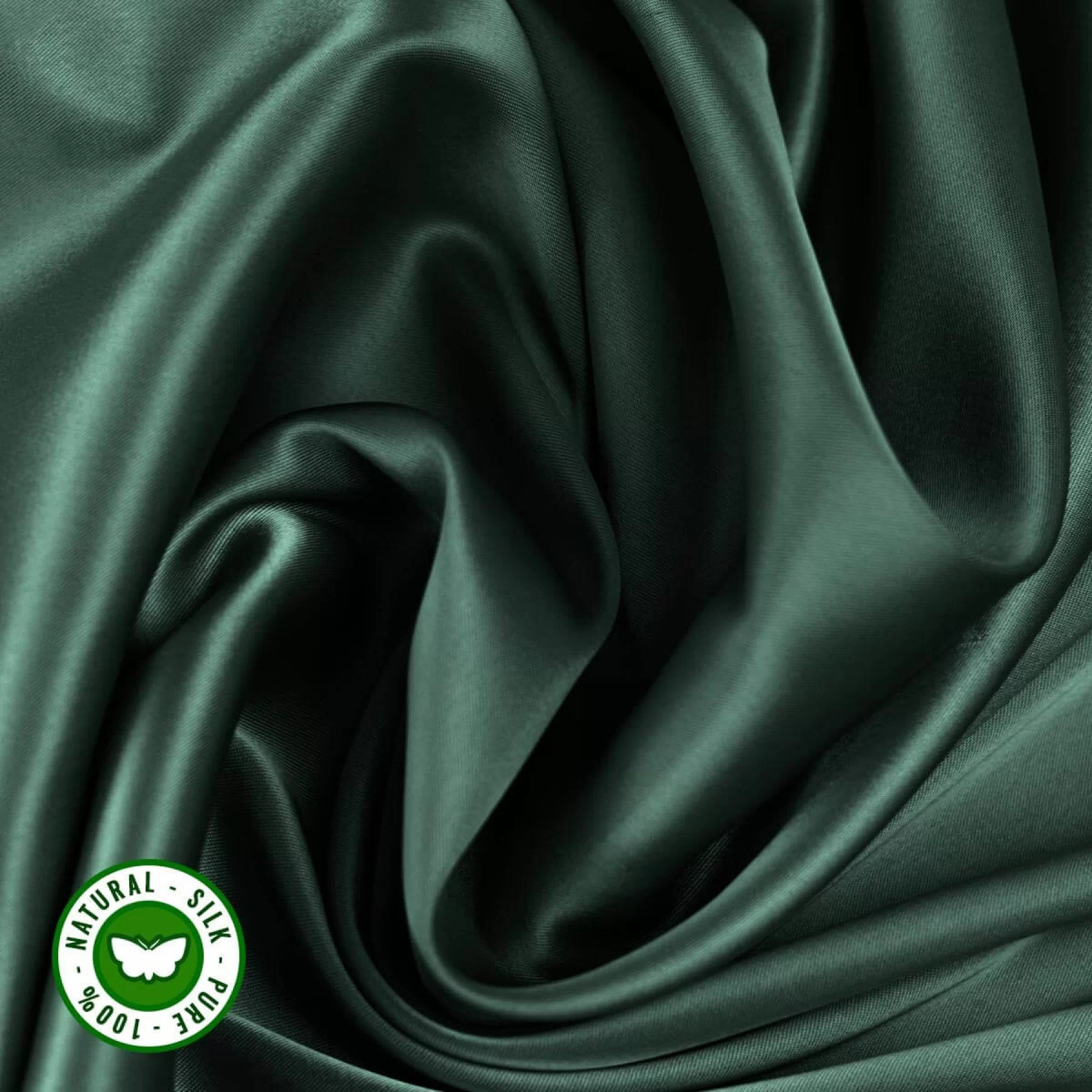 Tessuto Raso Di Seta Stretch Verde Scuro