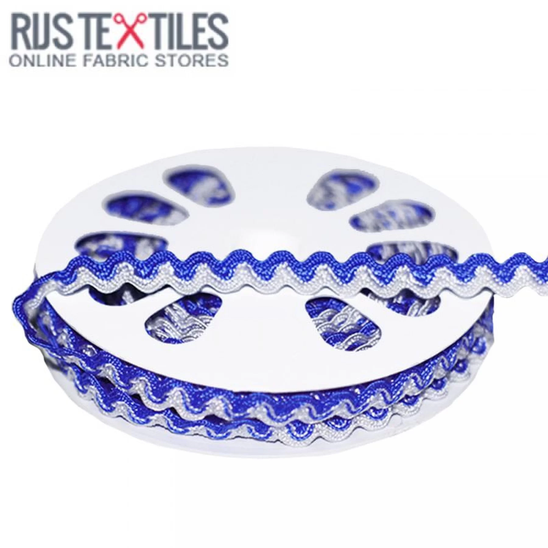 Rick Rack Ribbon Cobalt White 8mm